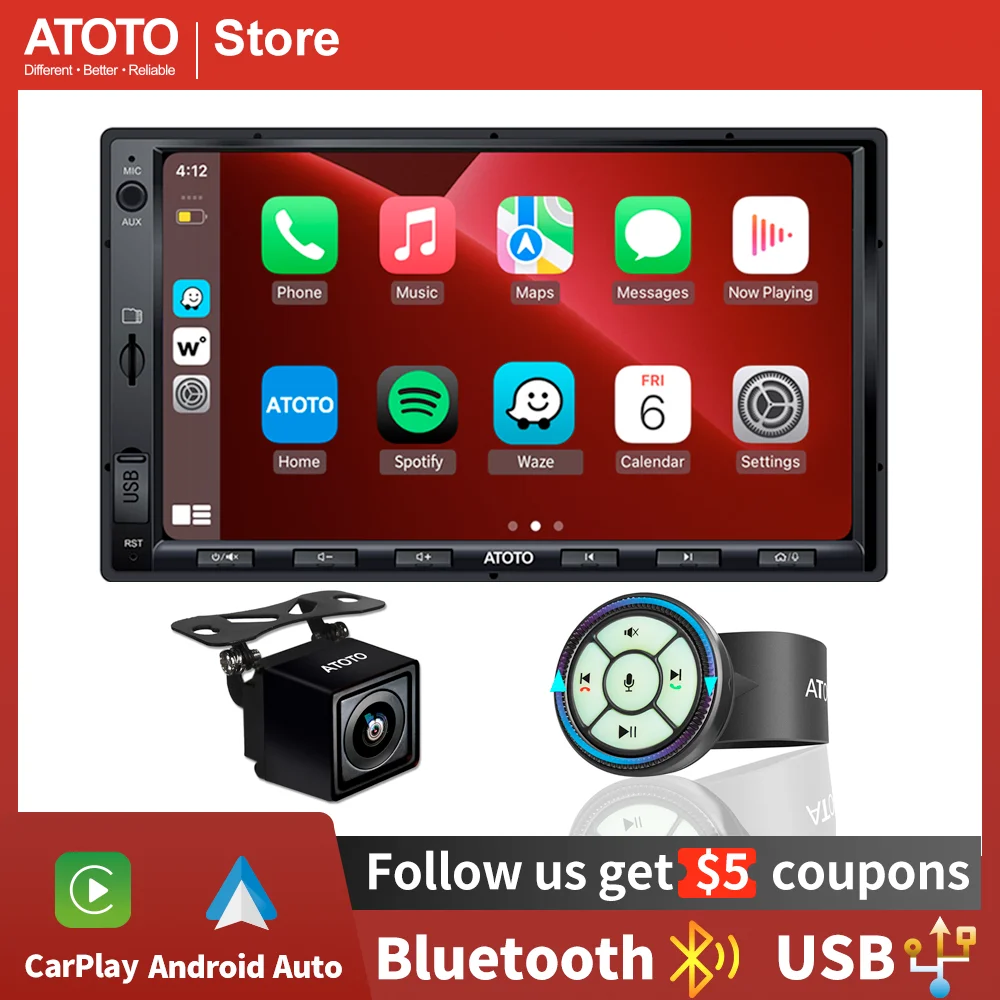 ATOTO Carradio Bluetooth 7'' QLED Screen For Car Android 2din Wireless CarPlay Mirrorlink Quick ...