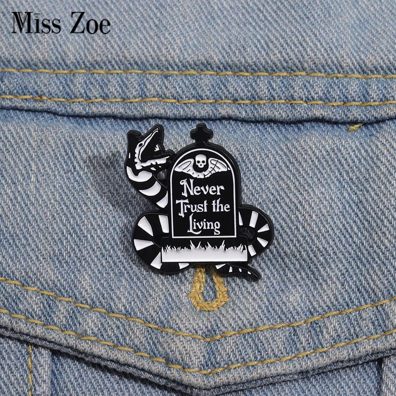 Punk-Gothic-Tombstone-Snake-Enamel-Pins-Custom-Never-Trust-the-Living ...