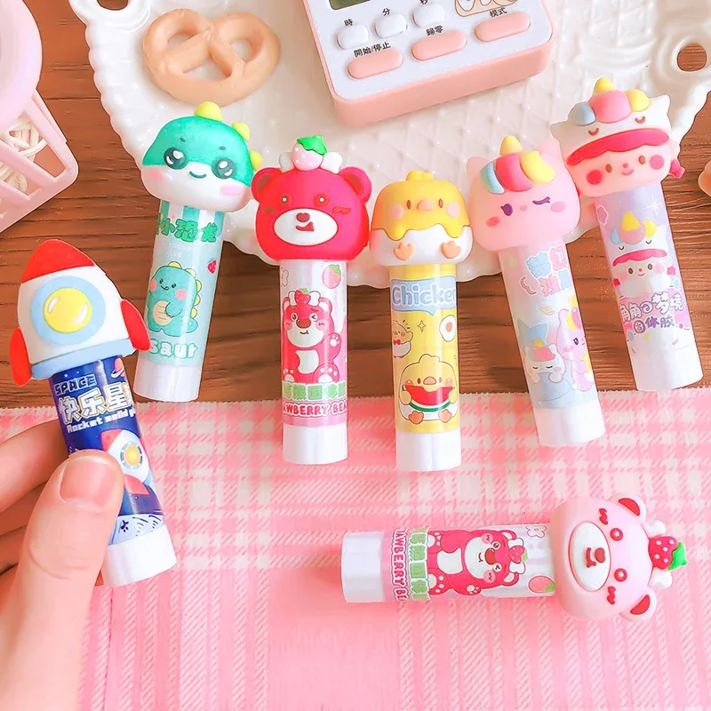 Bonito-Cartoon-M-o-Trabalho-Cor-S-lida-Cola-S-lida-Kawaii-Papelaria-Est ...