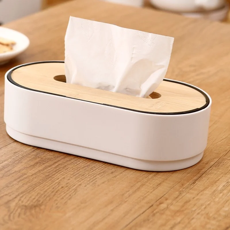 Tissue-Box-with-Bamboo-Cover-Napkin-Holder-Home-Storage-Boxes-Dispenser ...