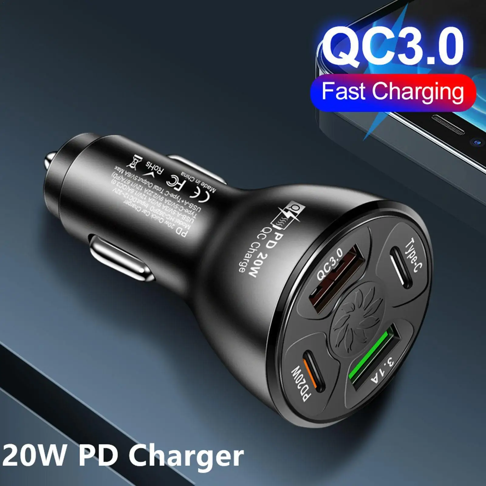 Quick-Charge-3-0-Type-C-Quick-Charge-3-0-Car-Charger-Cigarette-Lighter ...