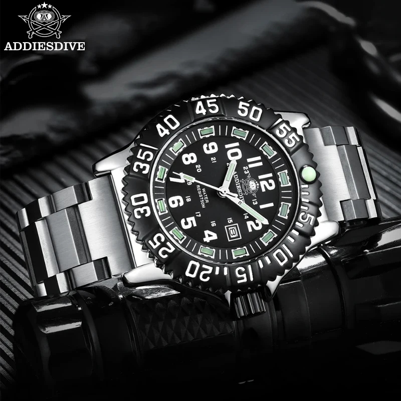 ADDIESDIVE-NEW-Men-s-Sports-Watch-Stainless-Steel-Tubular-Luminous ...
