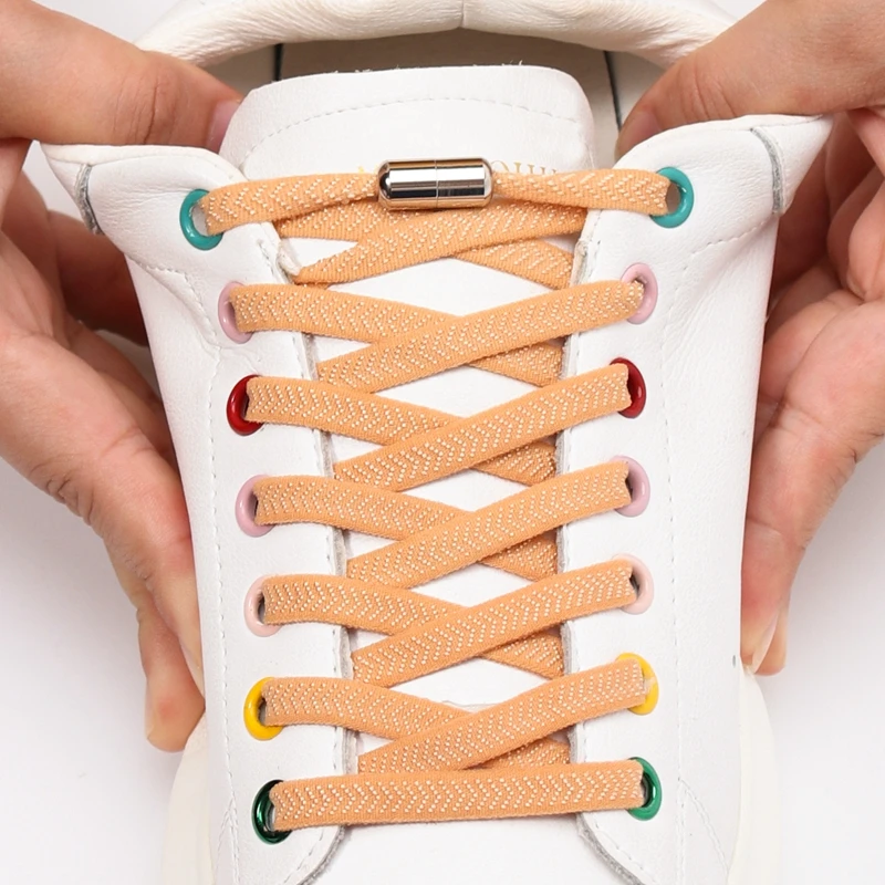 1-Pair-No-Tie-Shoelaces-For-Sneakers-Elastic-Shoe-Laces-Round-Metal ...