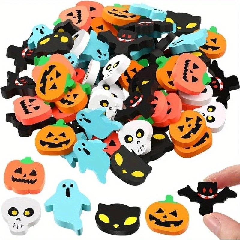 50/100/150 Pcs Eraser Skull Head Eraser Cartoon Halloween Decorative ...