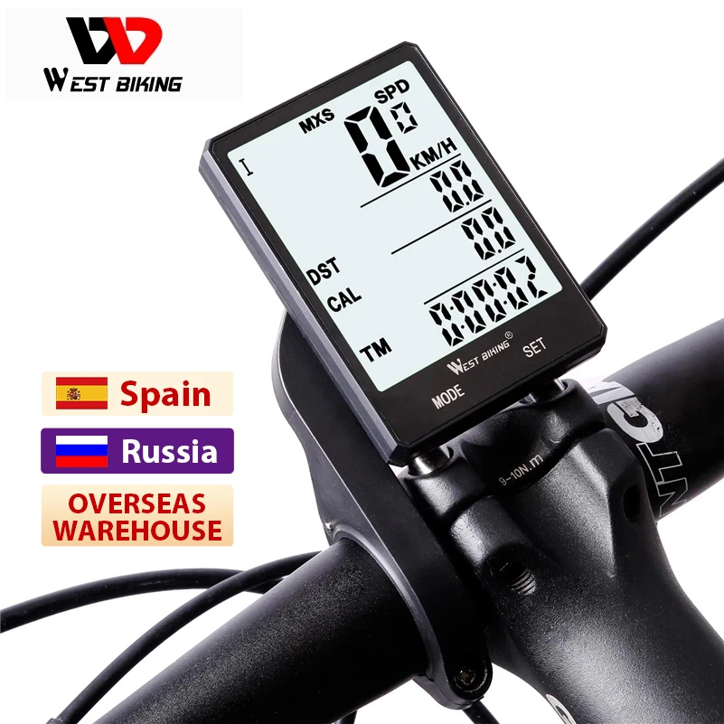 West Biking Bicycle Cycling Computer Wireless Wired Waterproof Digital ...