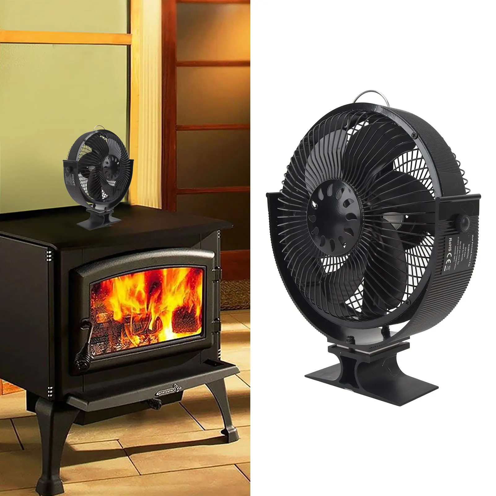 Fireplace Fans Heat Powered 6 Blades Slient with Protective Cover ...