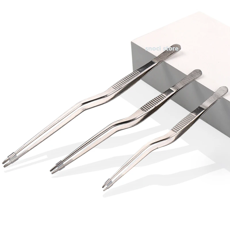 Stainless Steel Tweezers Curved Serrated Tip Tool for tissue culture ...