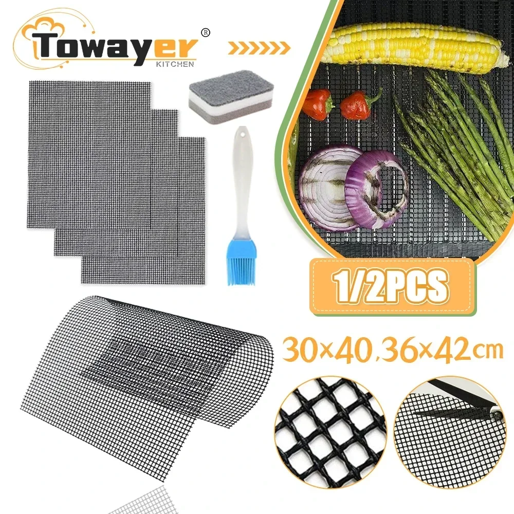 Non-stick-Barbecue-Mesh-Mat-Reusable-Heat-Resistance-BBQ-Baking-Net-Pad ...