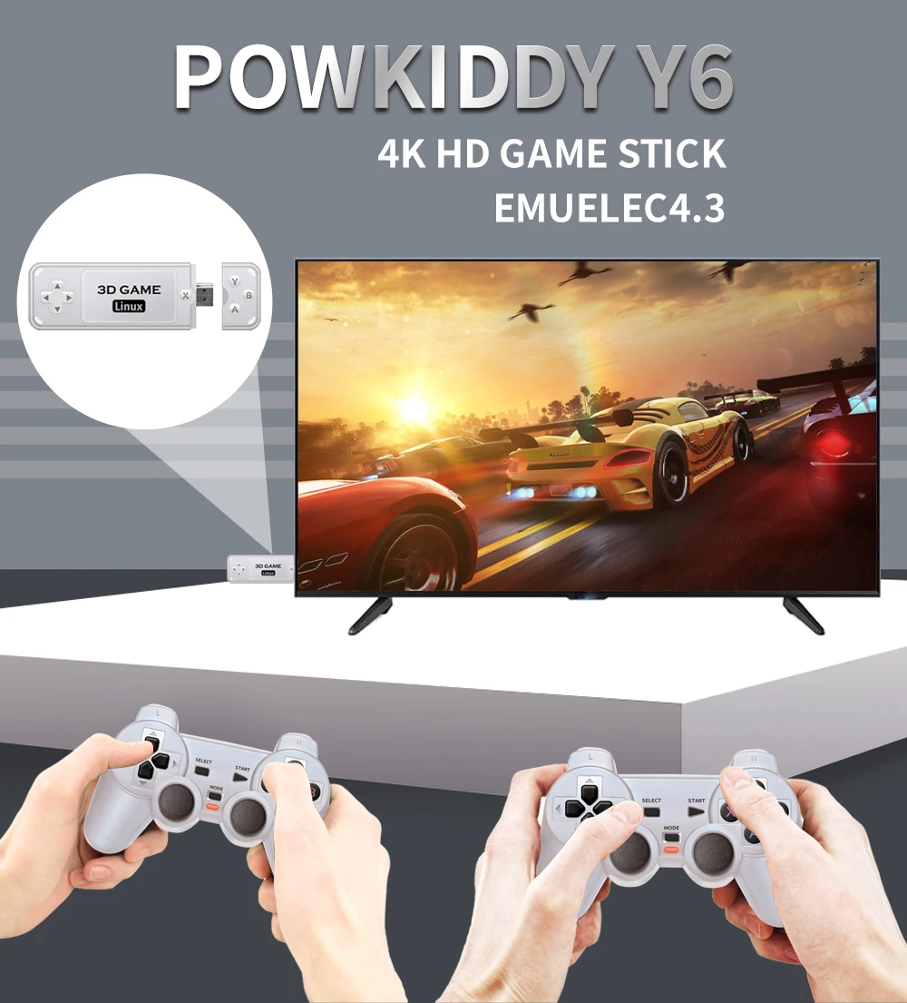 Powkiddy Y6 2.4G Wireless Game Tv Stick Retro PS1 Family Portable Video ...