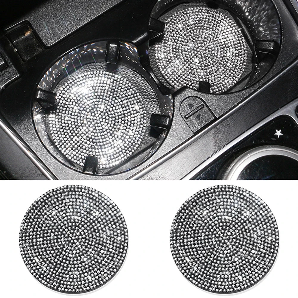 2PCS-Diamond-Car-Coaster-Water-Cup-Slot-Non-Slip-Mat-Silica-Gel-Pad-Cup ...
