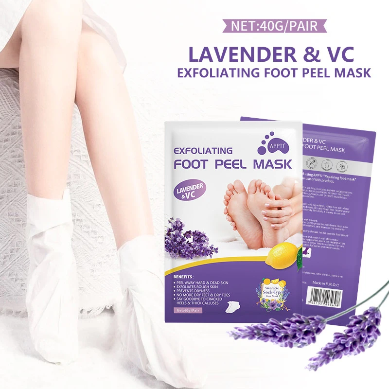 Lavender & VC Foot Peeling Mask Exfoliating Heels Calluses Remove Foot ...