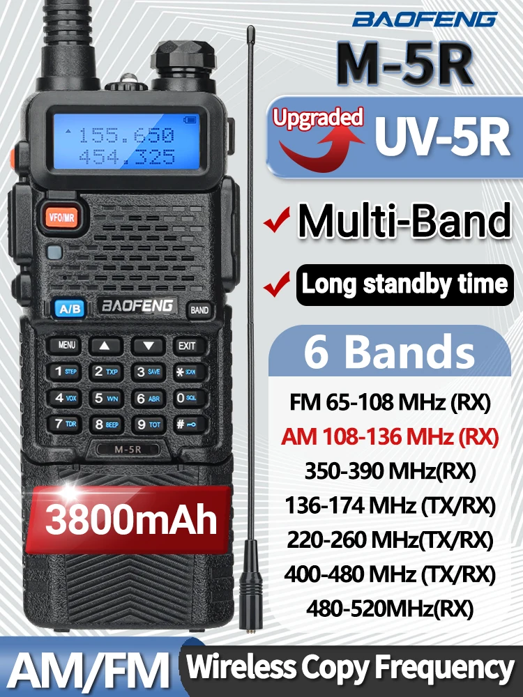 Baofeng-M-5R-3800mAh-Walkie-Talkie-Full-Band-Wireless-Copy-Frequency ...