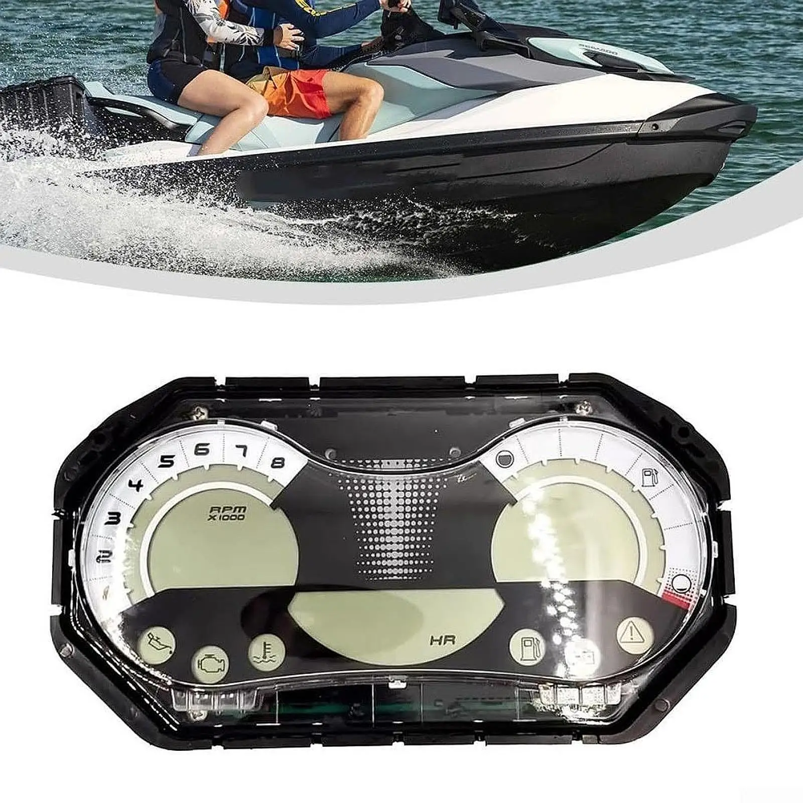 Jet Ski Speedometer Gauge With Lcd Screen And Chrome Frame For Sea Doo ...
