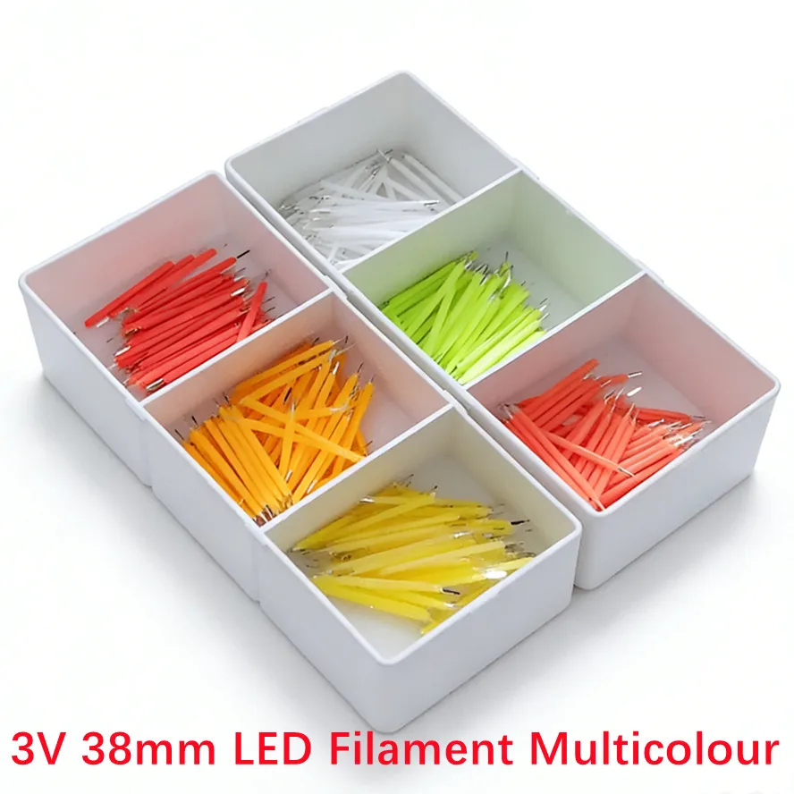 1-10PCS Per Box 3V 38mm LED Filament Multicolour COB Edison Bulb Lamp ...
