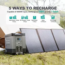 ALLPOWERS Solar Generator R4000 with 400W Solar Panel, 4 X 4000W (6000W Surge) AC Outlets ...