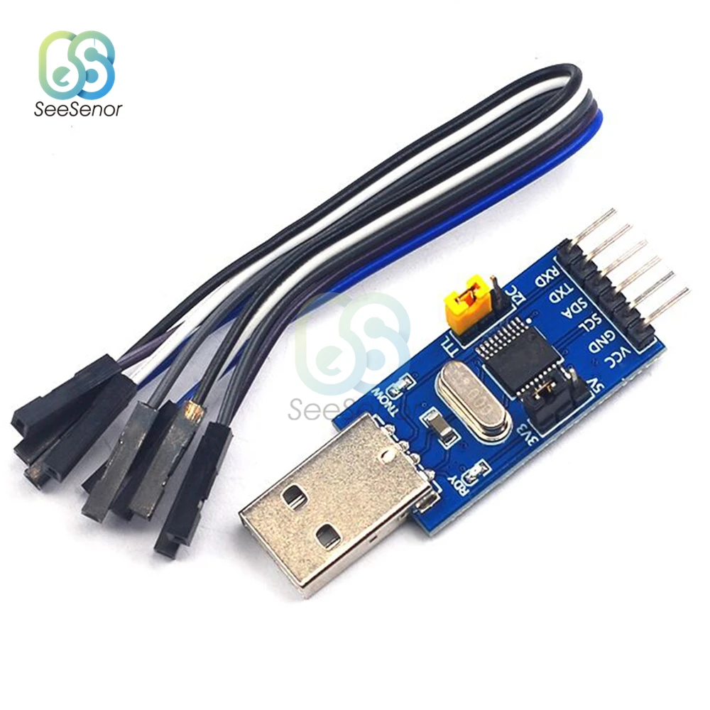 2 em 1 ch341t módulo 3.3v 5v usb para i2c iic uart usb para ttl módulo único chip de porta ...