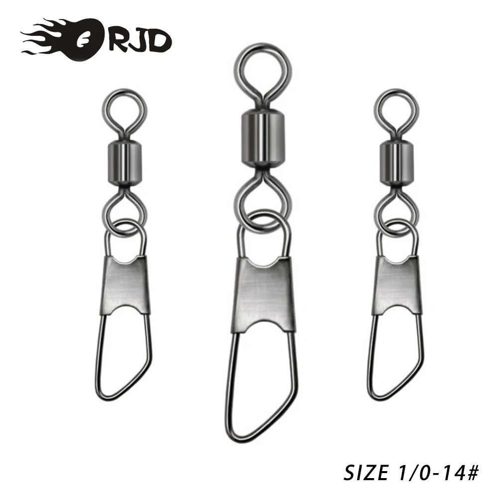 ORJD 낚시 스위블 스냅 롤링 스위블, 스테인레스 스틸 고속 커넥터, 낚시 루어 후크, 솔리드 링 스위블, 50 개 ...