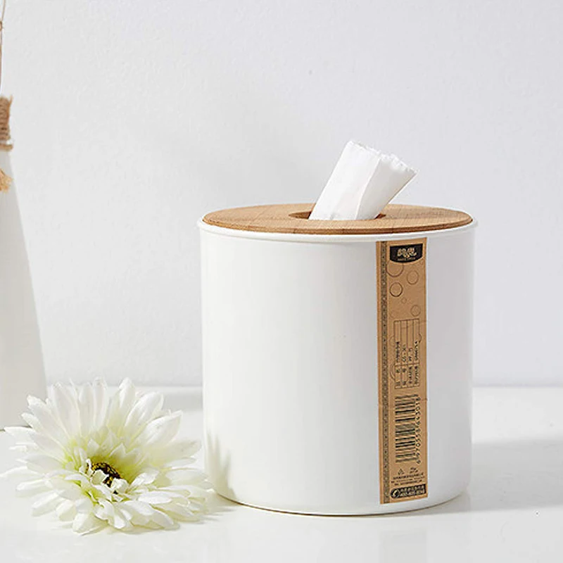Round-Tissue-Box-Bamboo-Wood-Drawer-Napkin-Box-Toilet-Roll-Holder ...