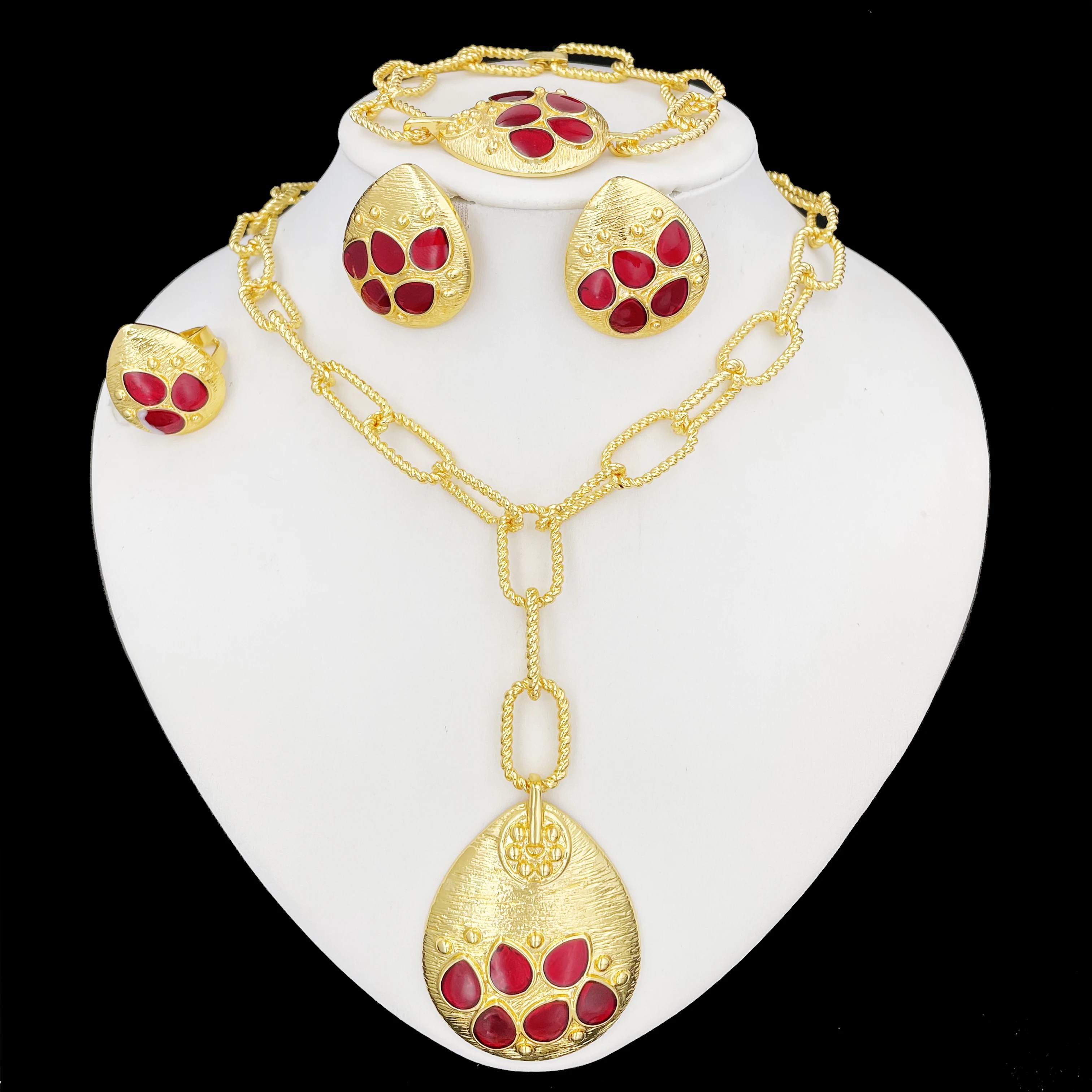 Women Jewelry Set Latest Design Gold Plated Long Pendant Necklace ...