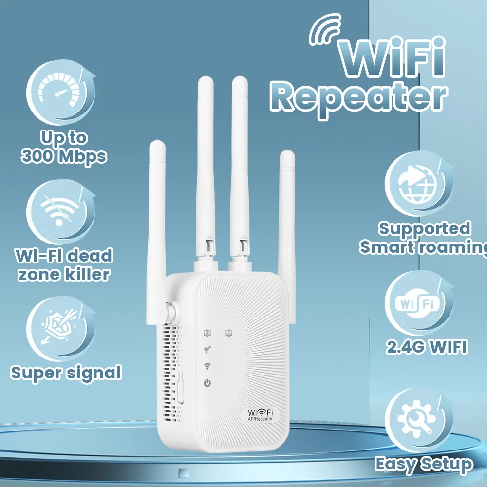 300Mbps Wireless WiFi Repeater 2.4G Signal Router 802.11N Long Range ...