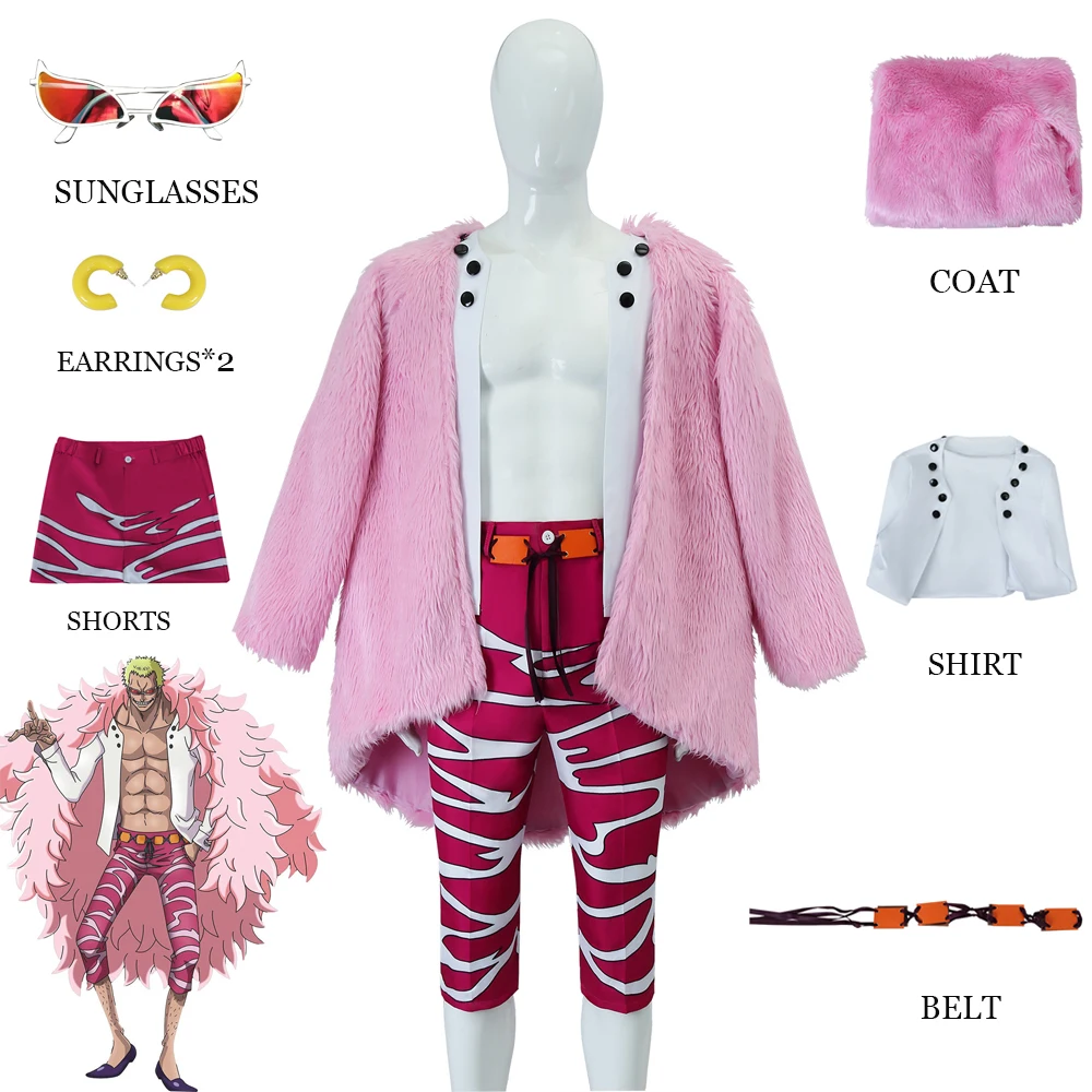 Donquixote-Doflamingo-Cosplay-Costume-Anime-One-Piece-Pink-Coat-Shirt ...