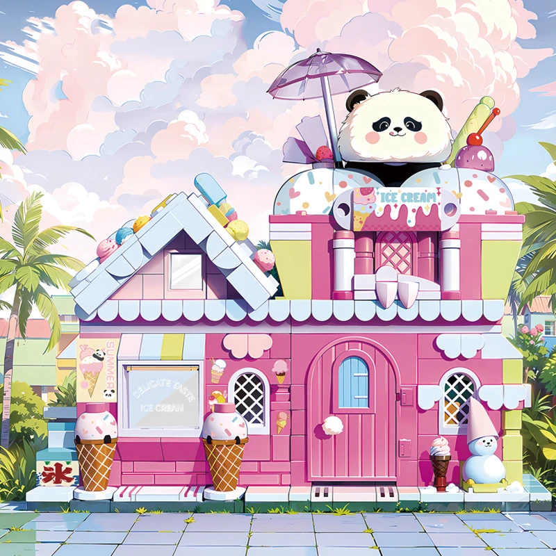 Loz Streetscape Mini Diamond Building Block Creative Panda Ice Cream ...