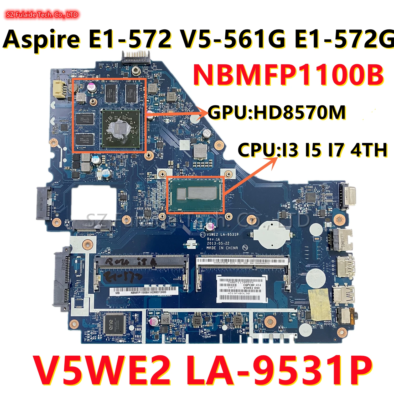 V5WE2 LA-9531P Para Acer Aspire E1-572 V5-561G E1-572G Laptop Motherboard Com I3 I5 I7 4th Gen ...