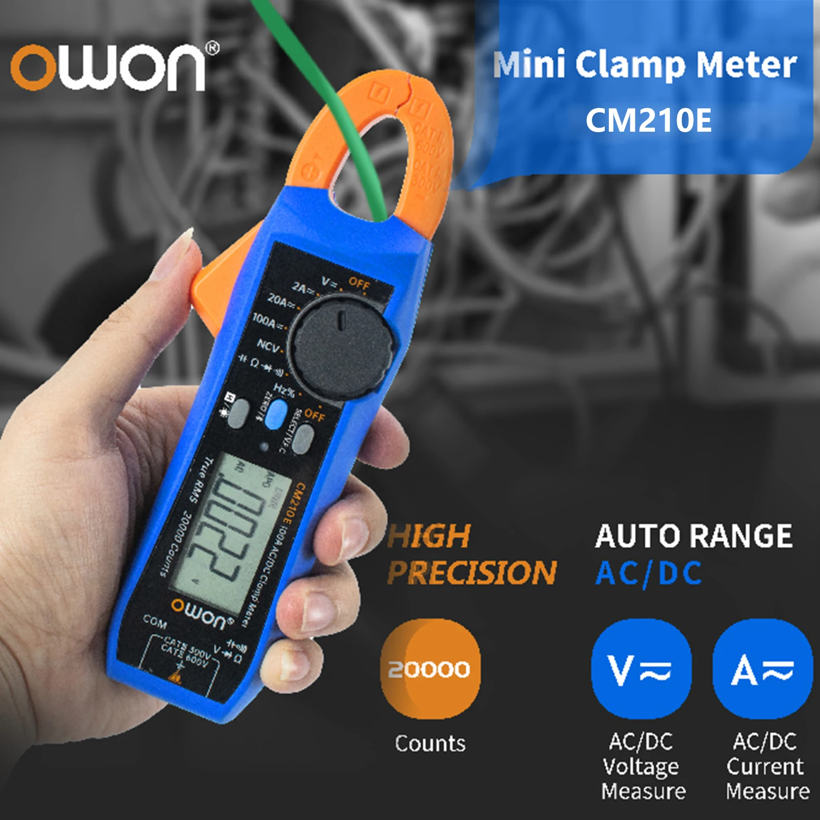OWON-CM210E-Digital-Clamp-Meter-100Amp-Smart-Electrical-Tester-600V-AC ...