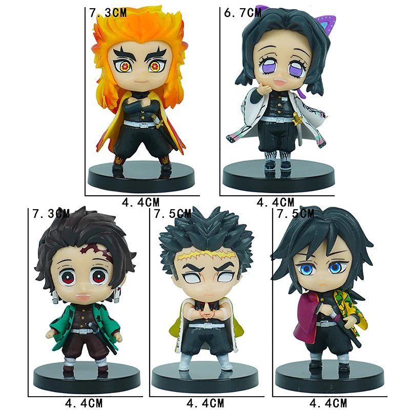 5 St Ck Anime D Mon Slayer Action Figur Tanjirou Nezuko Kochou Shinobu Mitsuri Kimetsu No