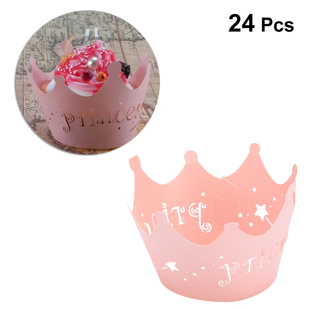 24 piezas, diseño de corona, envoltura de papel para pastel, taza de ...