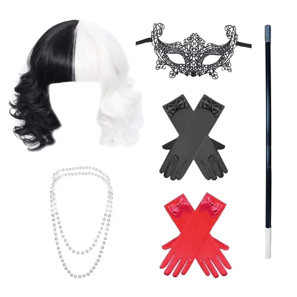Anime Cruella de Vil Cosplay Wig Props Cruly Half Black And Half White ...