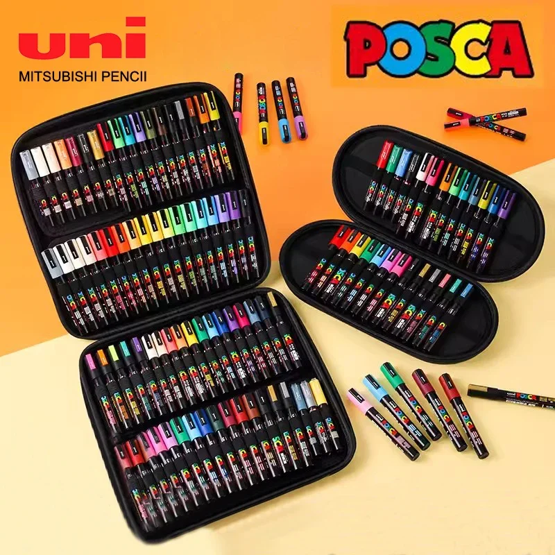 Uni-Pen-Carrying-Case-Posca-Kit-Complete-Markers-with-Bag-School-Colors ...