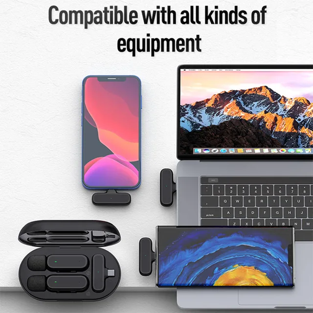 Wireless Lapel Microphone Micro Telephone Portable Charging Box Mic ...