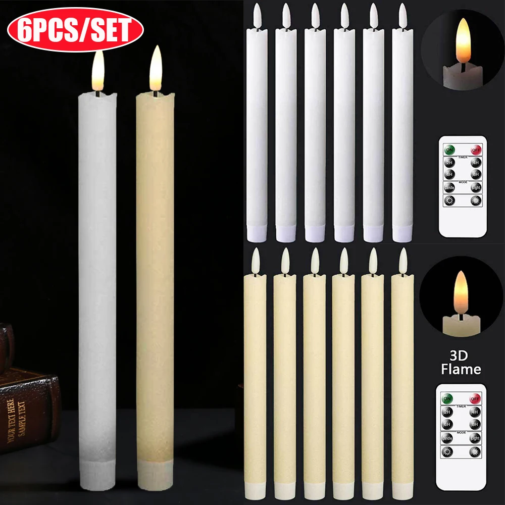 6pcs-Remote-LED-Candle-Atmosphere-Lamp-Electric-Plastic-Flameless ...