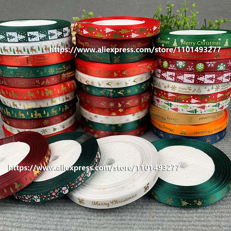 20-Yards-Roll-10mm-Christmas-Ribbon-Printed-Grosgrain-Polyester-Ribbons ...
