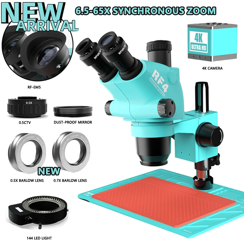 RF4-Triocular-Microscope-6-5X-65X-Industrial-Optical-Lab-Zoom-Stereo ...