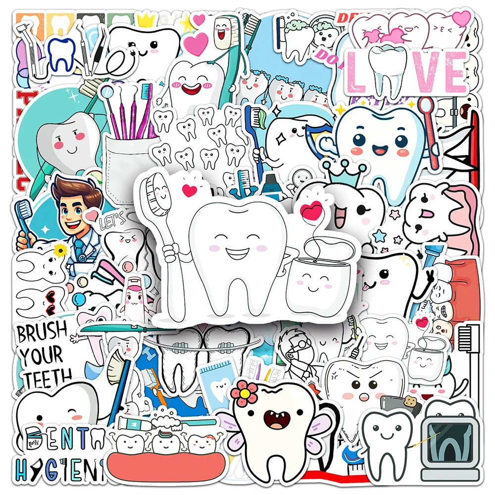 10-30-50pcs-Cute-Protect-Teeth-Cartoon-Stickers-Dentist-Toothbrush ...