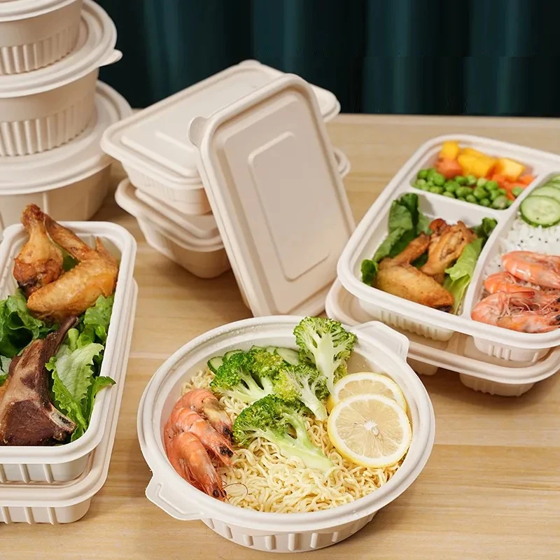 50pcs-Degradable-Lunch-Boxes-Disposable-Lunch-Boxes-with-Lids-Takeaway ...