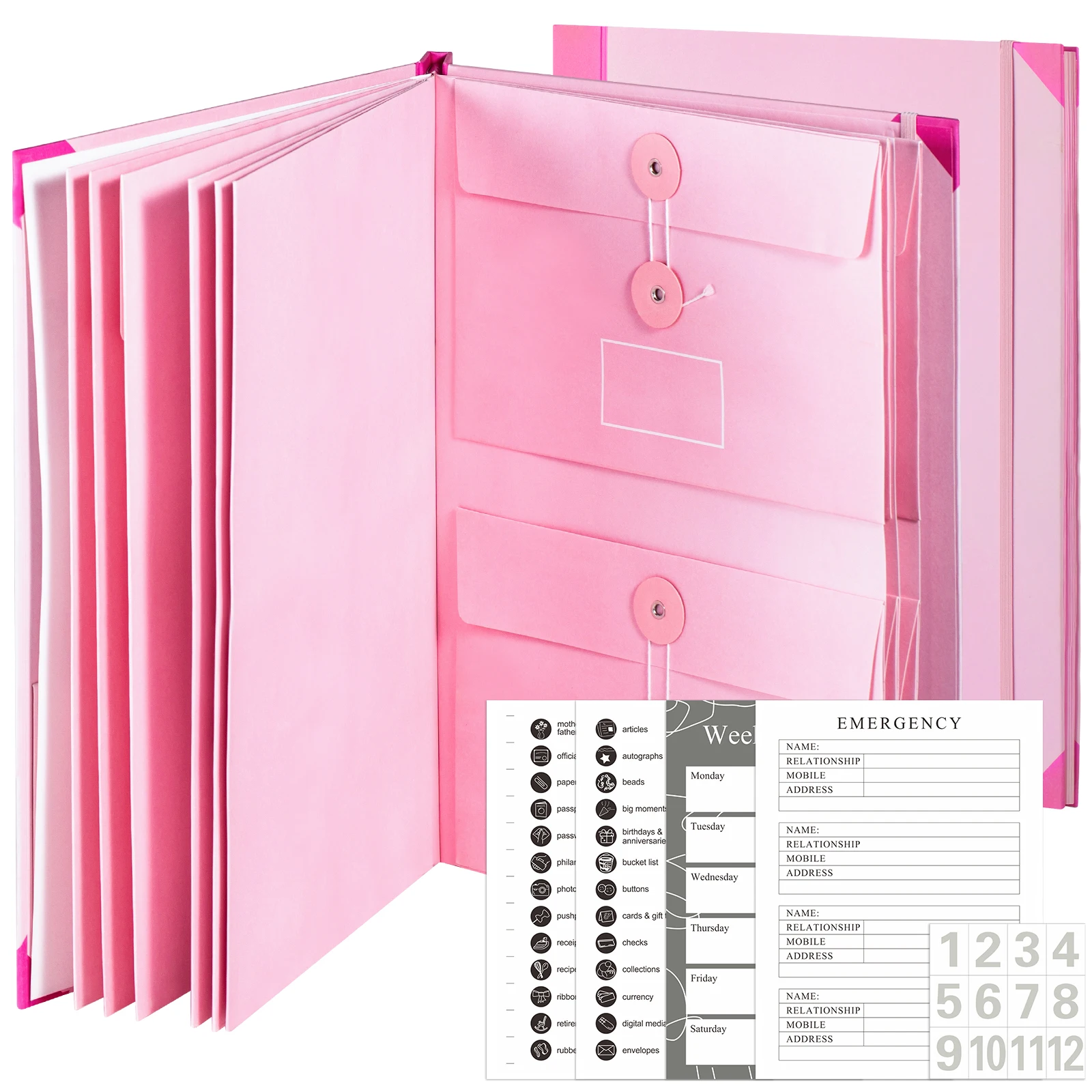 【New】Document Organizer Folio with 12 Pockets for Bills Checks Birth ...