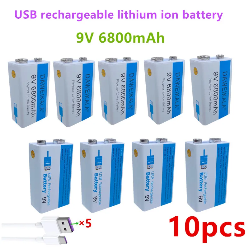 2021-New-9V-USB-rechargeable-Li-Ion-battery-9V-6800mAH-is-suitable-for ...