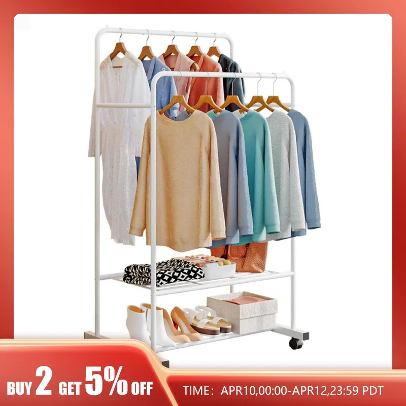 Clothing-Rack-with-Wheels-Double-Rails-Clothes-Rack-Rolling-Rack-for ...
