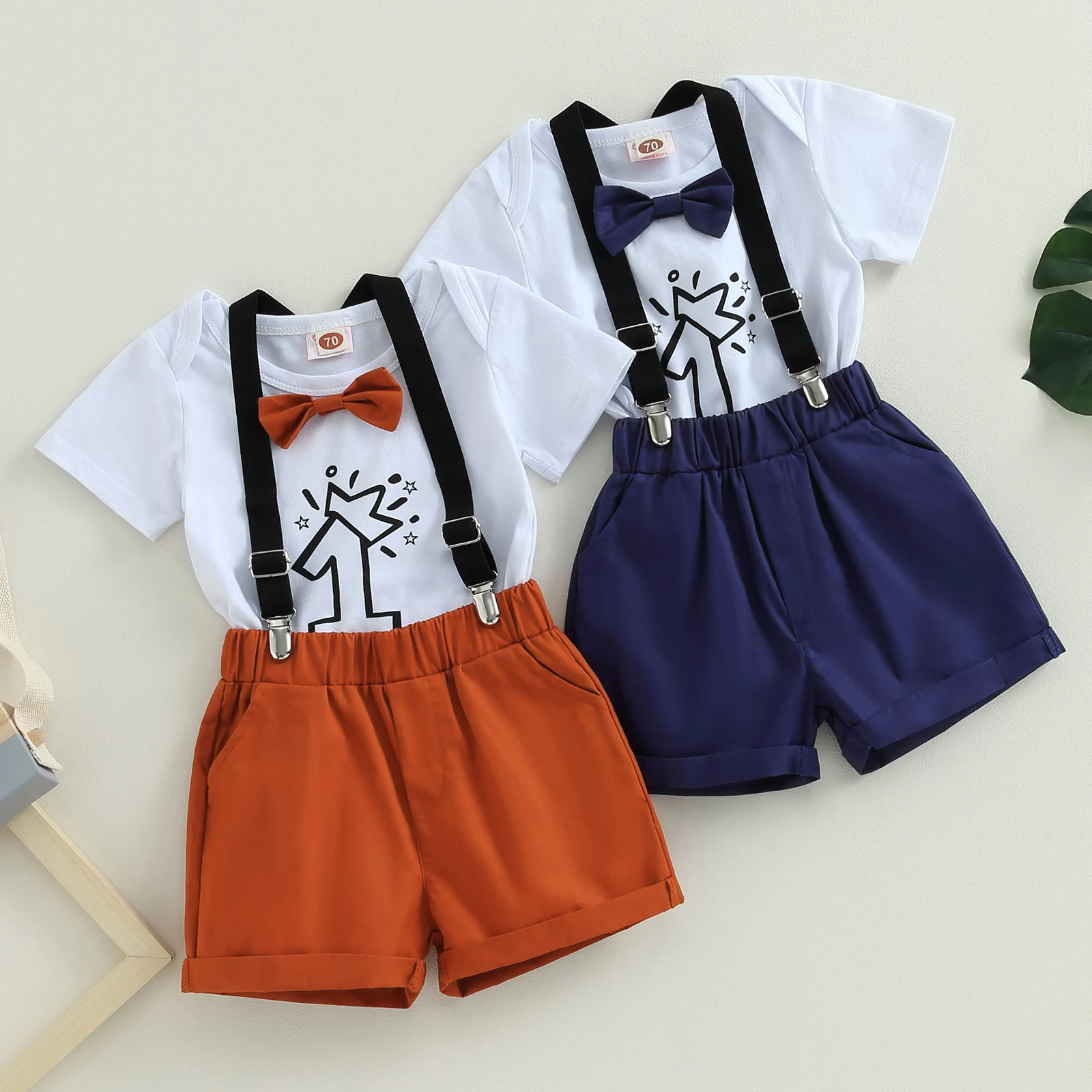 Pudcoco Infant Newborn Baby Boys Shorts Set, Number Print Romper with ...