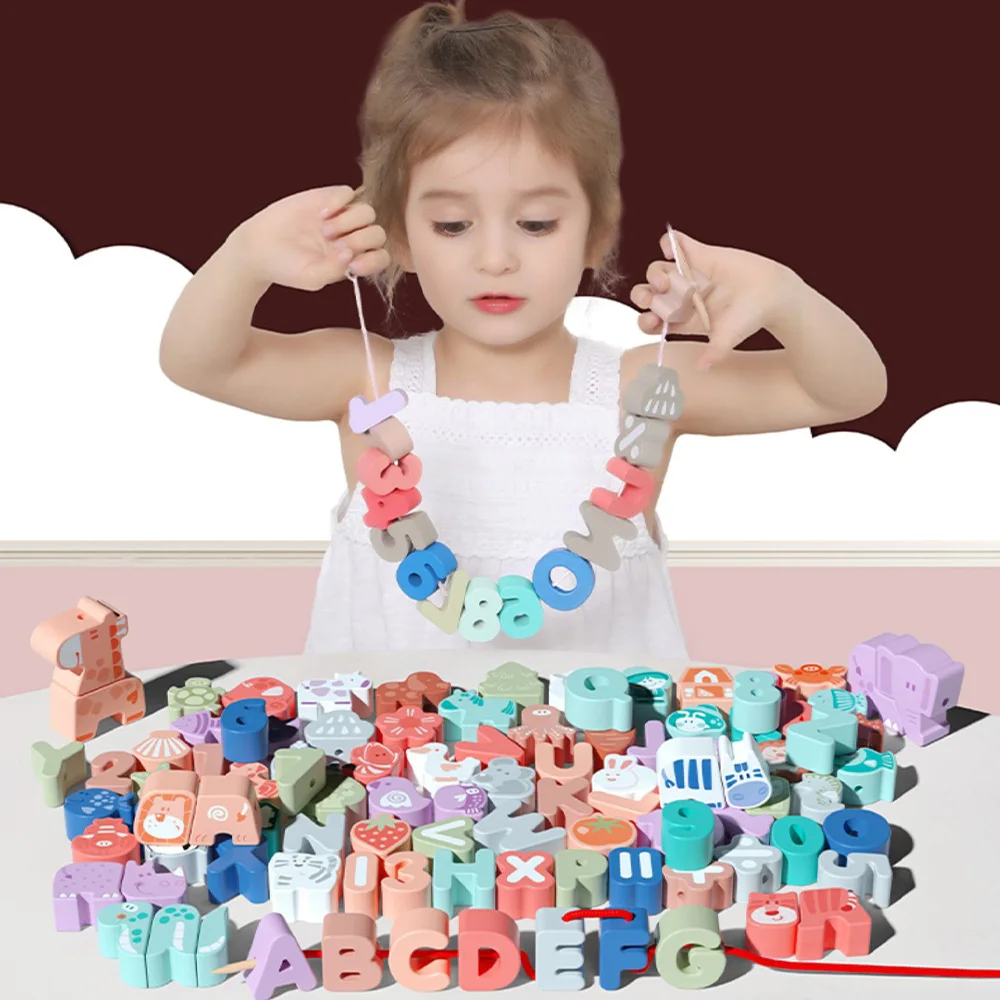 43pcs-Wooden-Stringing-Baby-Toys-Montessori-Educational-Toys-Animals ...