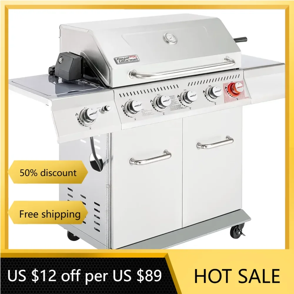 Royal-Gourmet-5-Burner-Propane-Gas-Grill-with-Side-Burner-Stainless ...