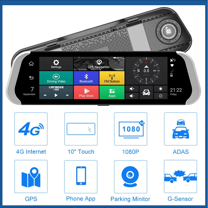 10-4G-RearView-Mirror-DVR-Car-Camera-Android-5-1-DVRs-1080P-Video ...