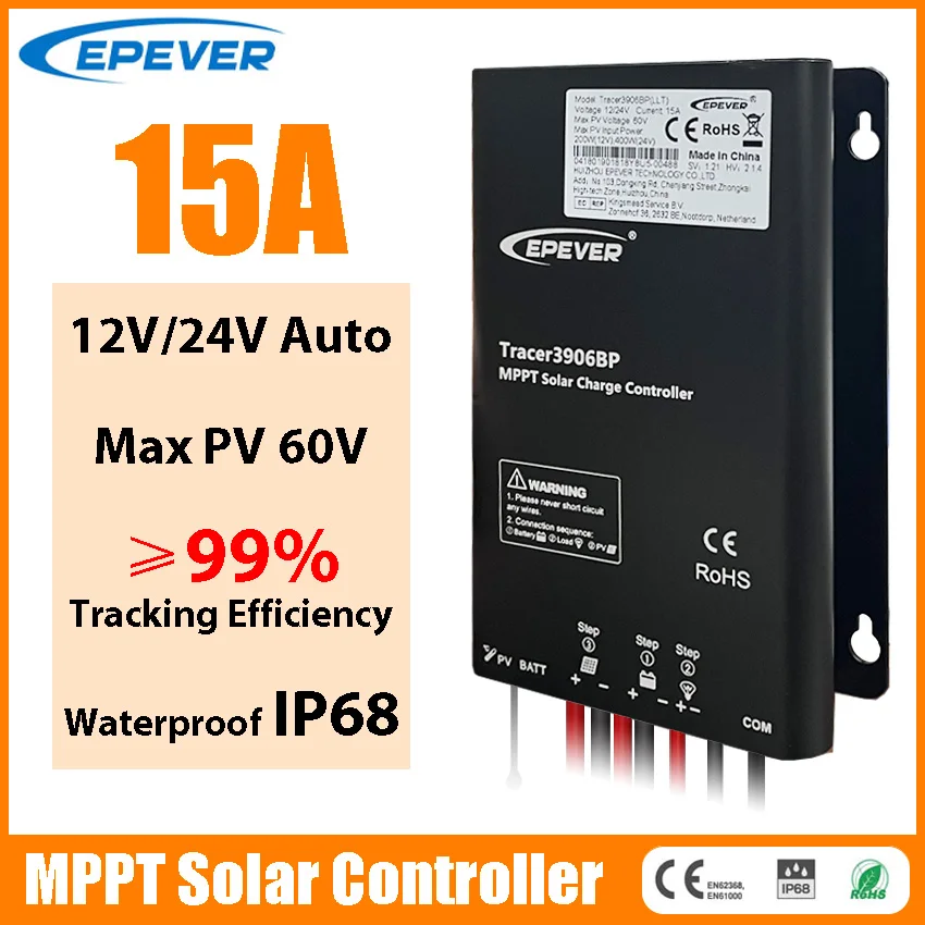 EPEVER-15A-Waterproof-MPPT-Solar-Charge-Controller-12V24V-Auto ...