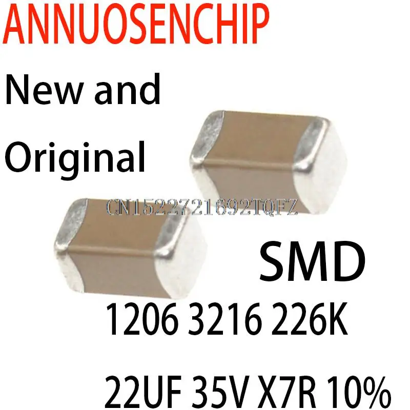 100PCS New and Original 22UF/35V SMD Ceramic Capacitors 1206 3216 226K 22UF 35V X7R 10%