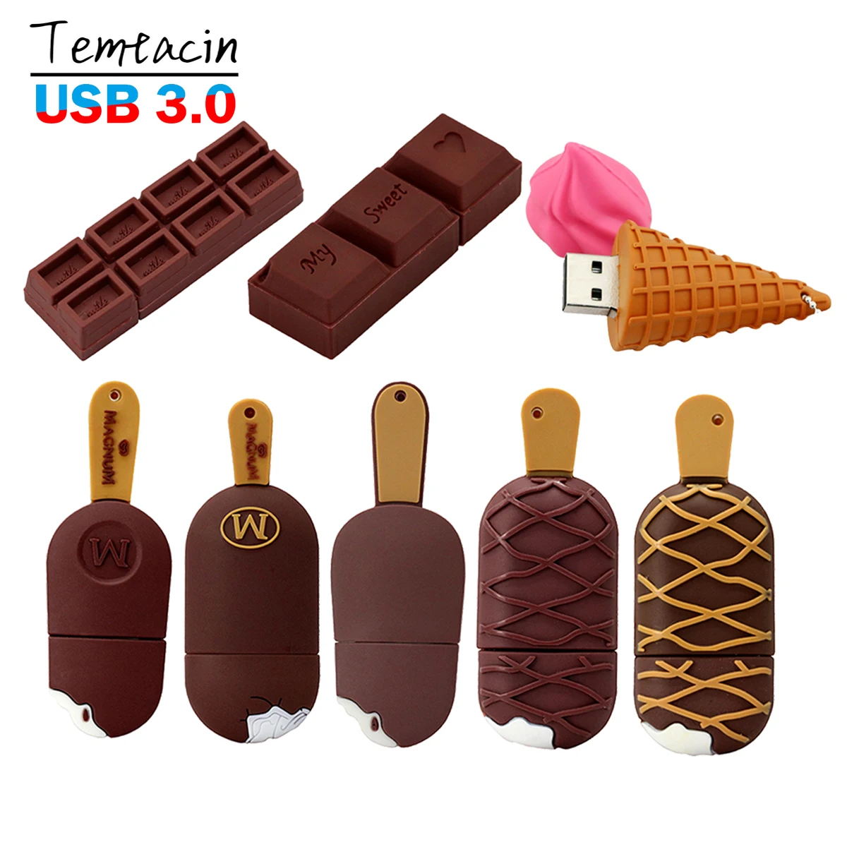 Pen Drive Cartoon Chocolate Ice Cream Usb Flash Drive 16g 32gb 64g 128g ...