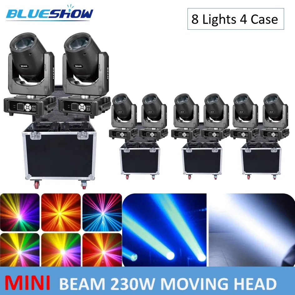 8pcs Mini Beam 230W 7R Moving Head Light Com Flycase Rainbow Colorido ...