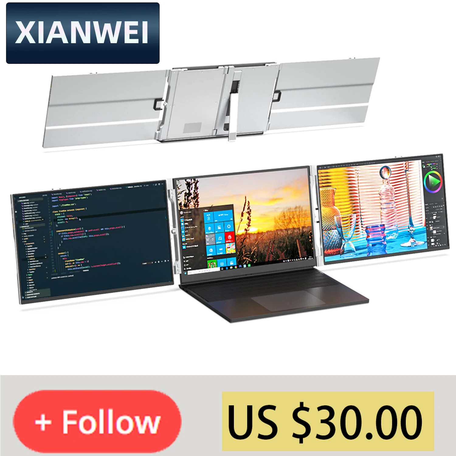 Tela-de-monitor-port-til-tripla-Mini-HDMI-USB-C-IPS-dobr-vel-dupla ...